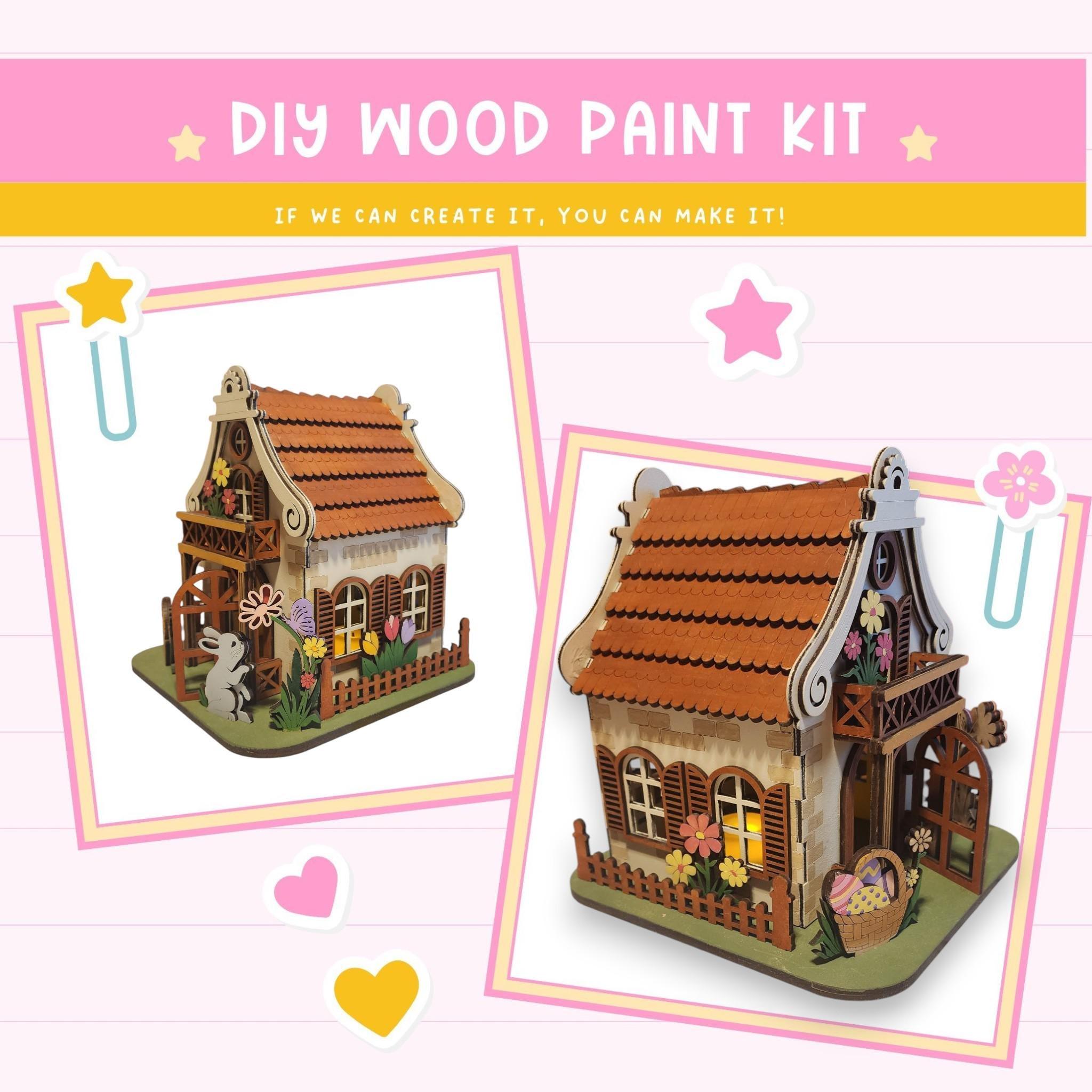 DIY 3D Easter Bunny House Kit – Wooden Candle Holder – Spring Decor ...