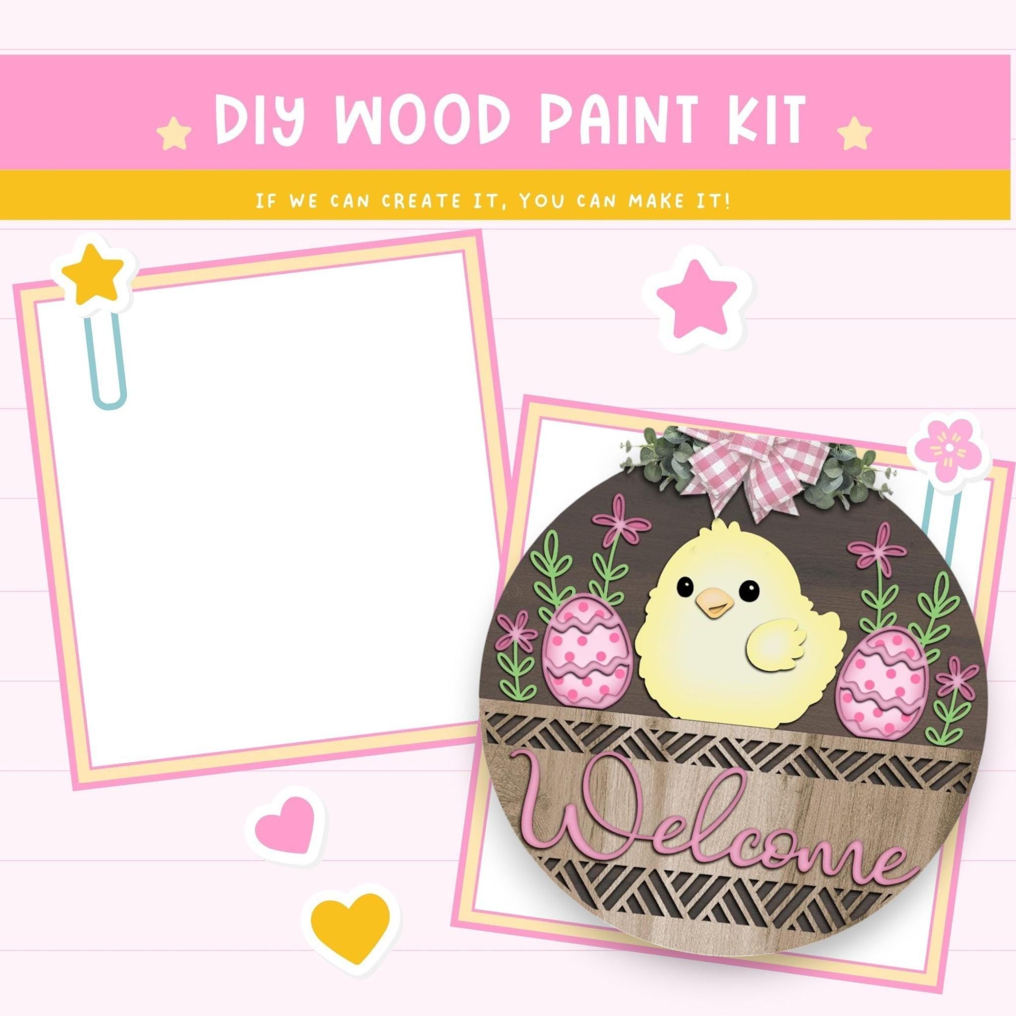 DIY Chick Welcome Door Hanger – Easter Wood Blank – Spring Round Door ...
