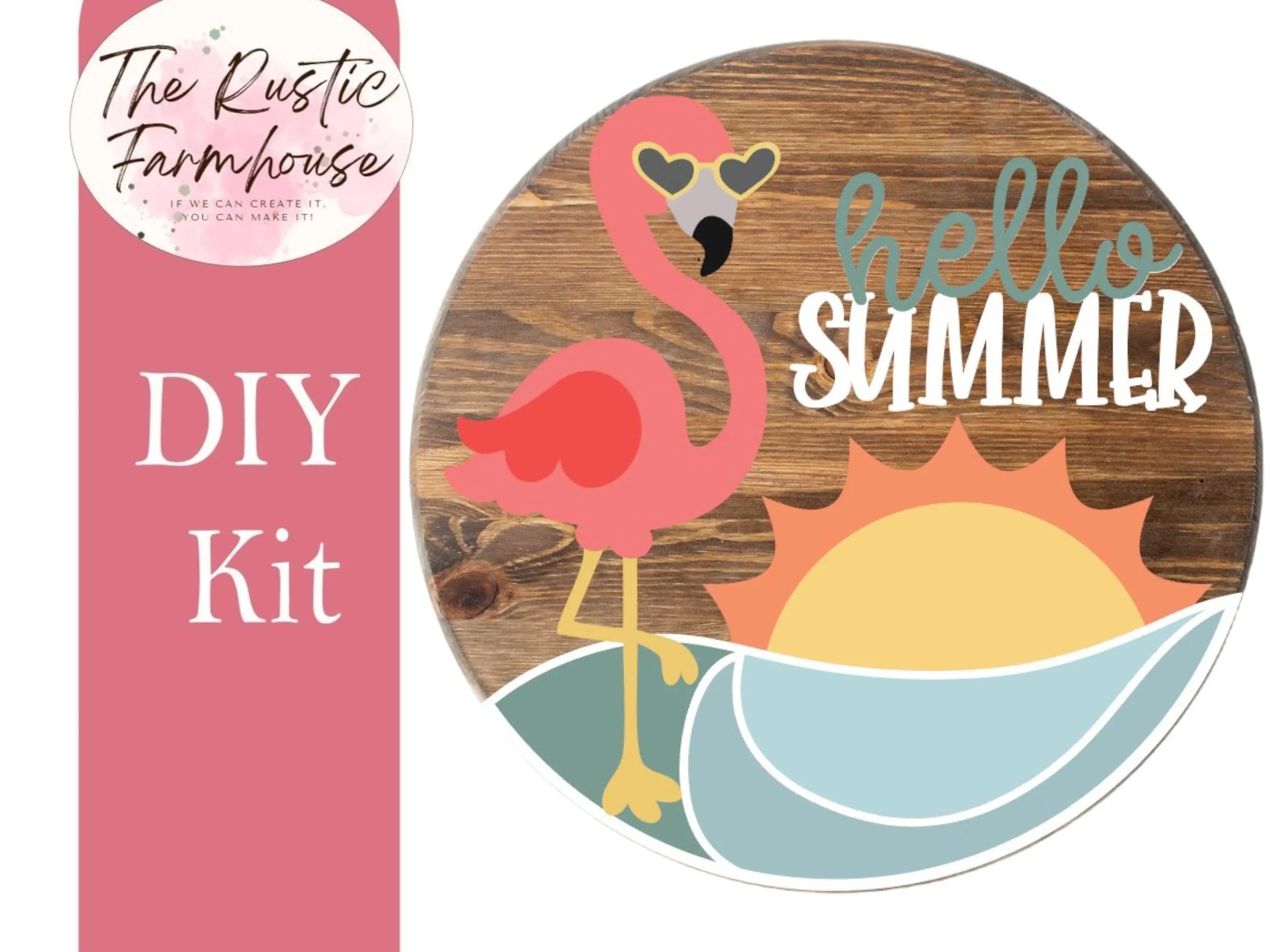 Hello Summer Flamingo Door Hanger, Unfinished DIY Wood Kit, Blanks to ...