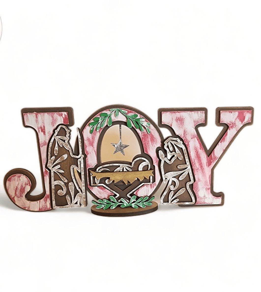 Premade Holy Night Christmas Joy Nativity Sign Baby Jesus Shelf Sitter ...