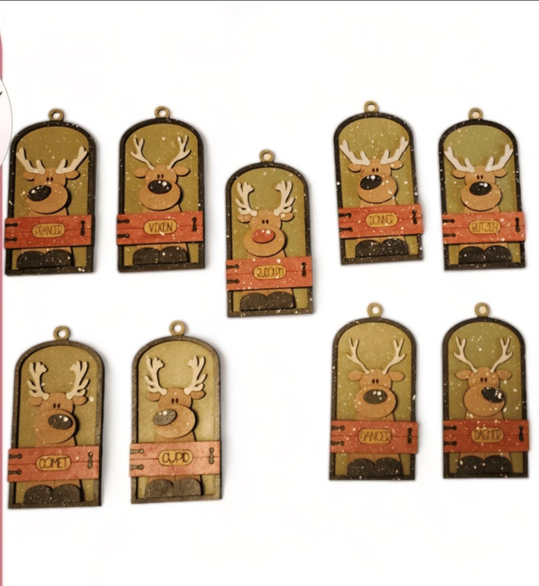 Premade Rudolph Santa's Reindeer Stalls Ornaments Gift Tags Stables ...