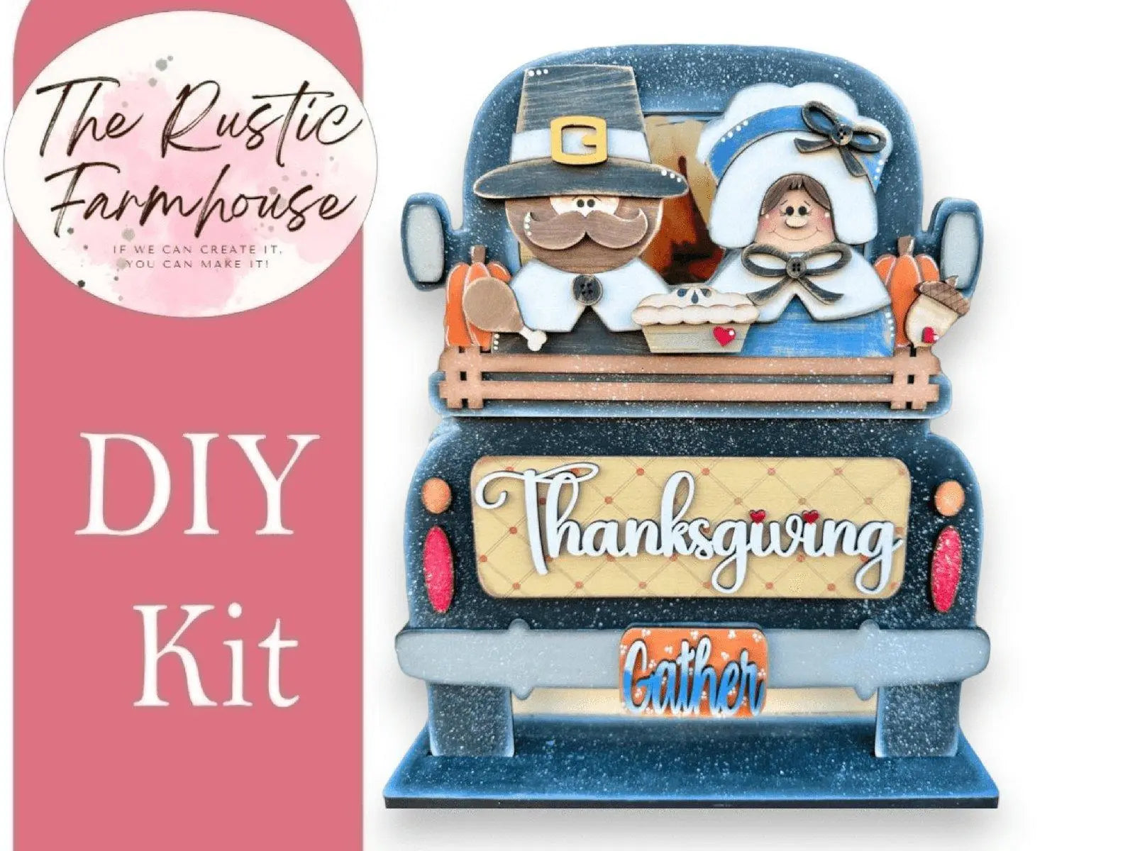 Interchangeable Farmhouse Thanksgiving Pilgrim Insert, Seasonal Truck ...
