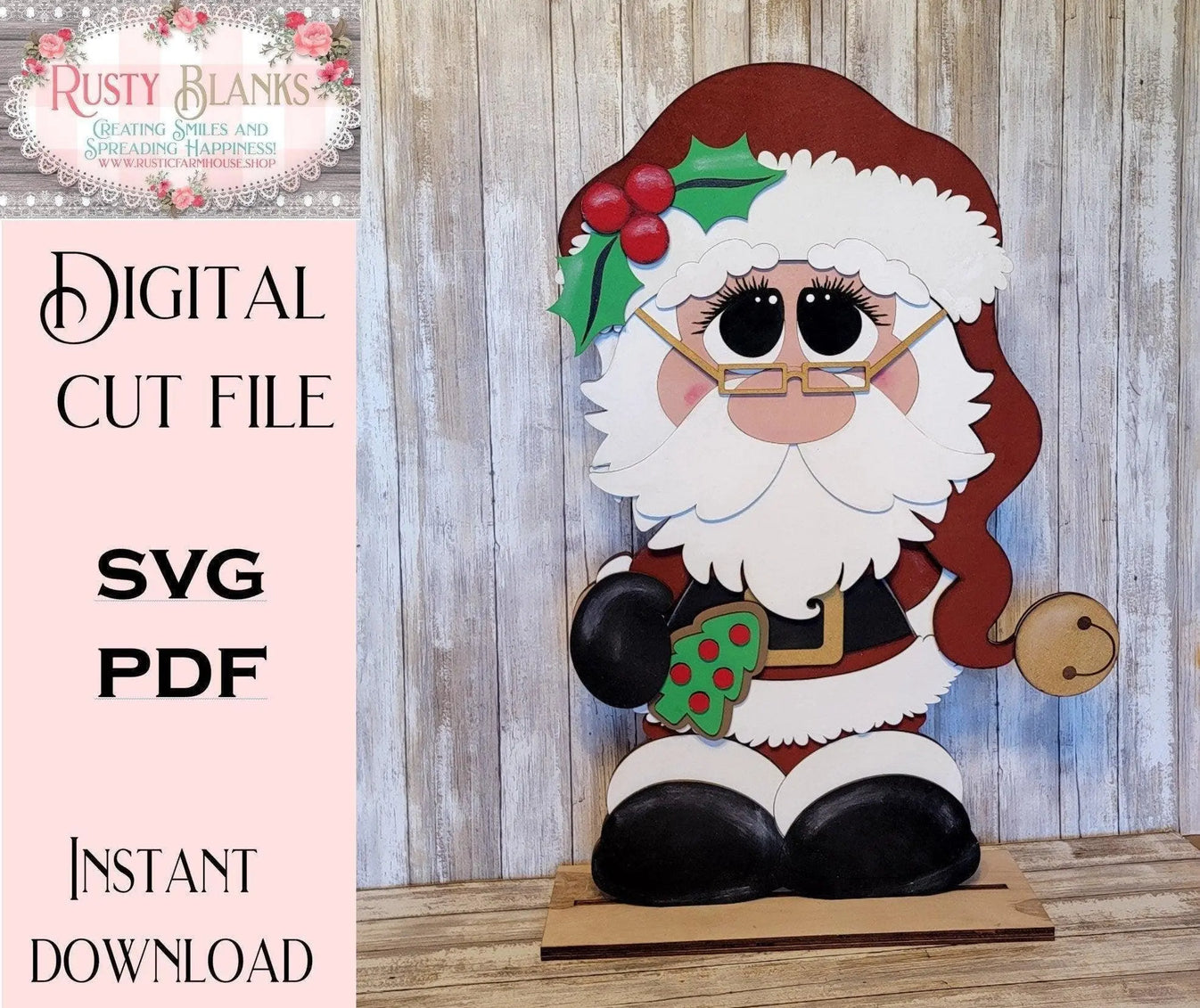 Santa Claus SVG File | Standing Santa SVG Laser Cut File | Standing ...